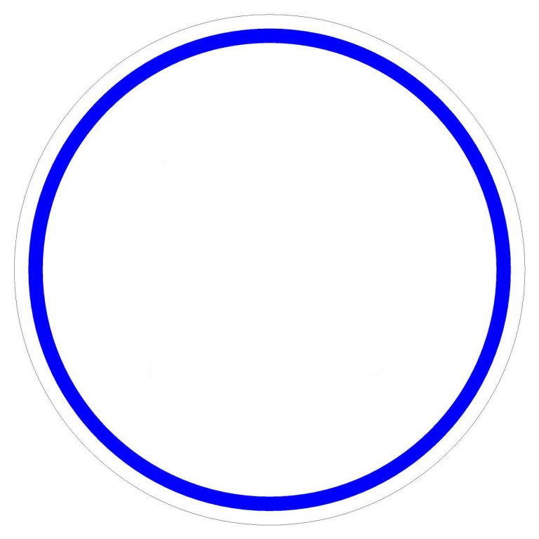 18" x 18" Custom Blue Border Circle Sign - ROW Signs and Graphics