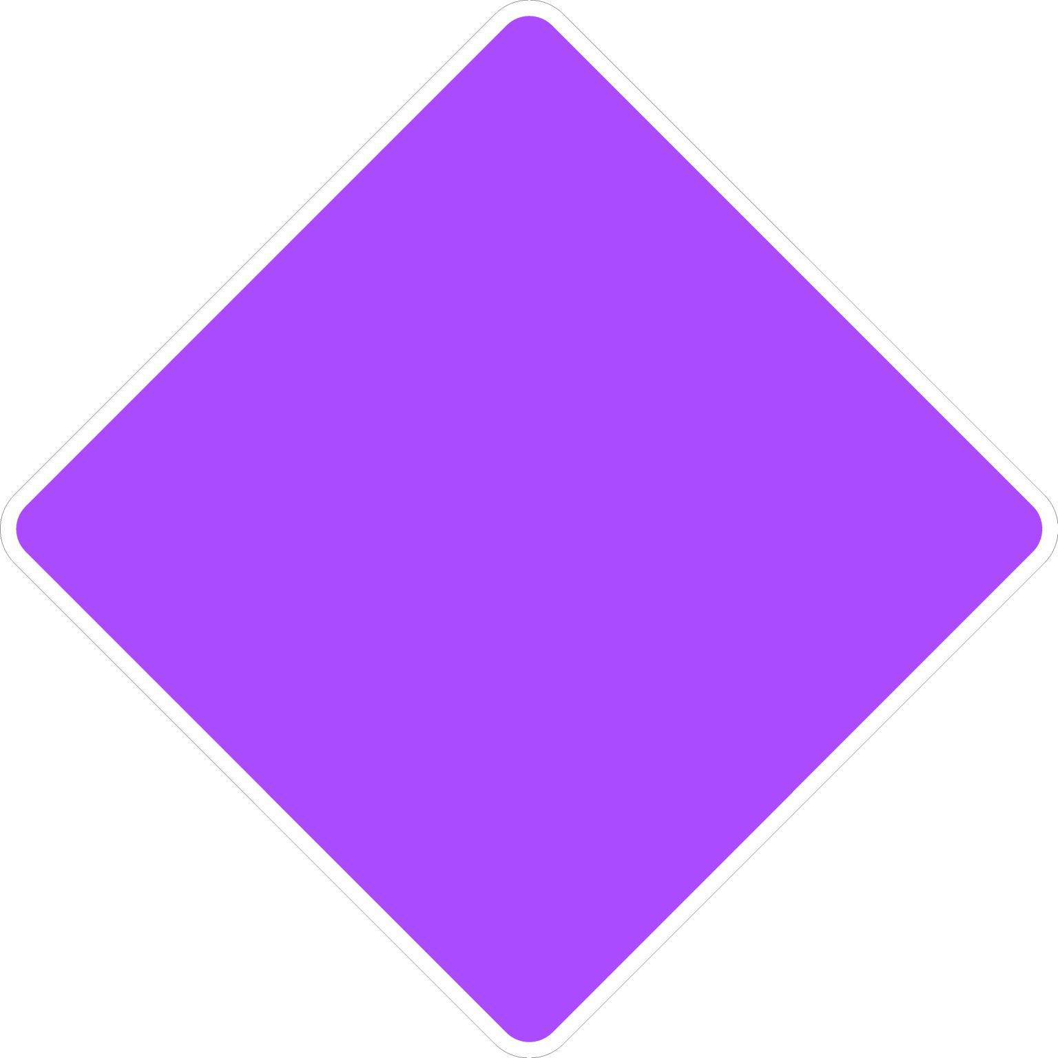 24" x 24" Custom Purple Diamond Sign - ROW Signs and Graphics